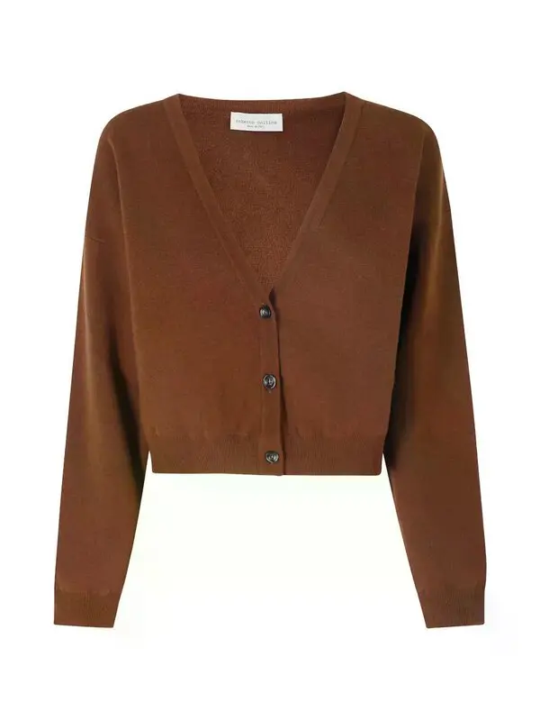ROBERTO COLLINA V-neck Cropped Cardigan - Brown