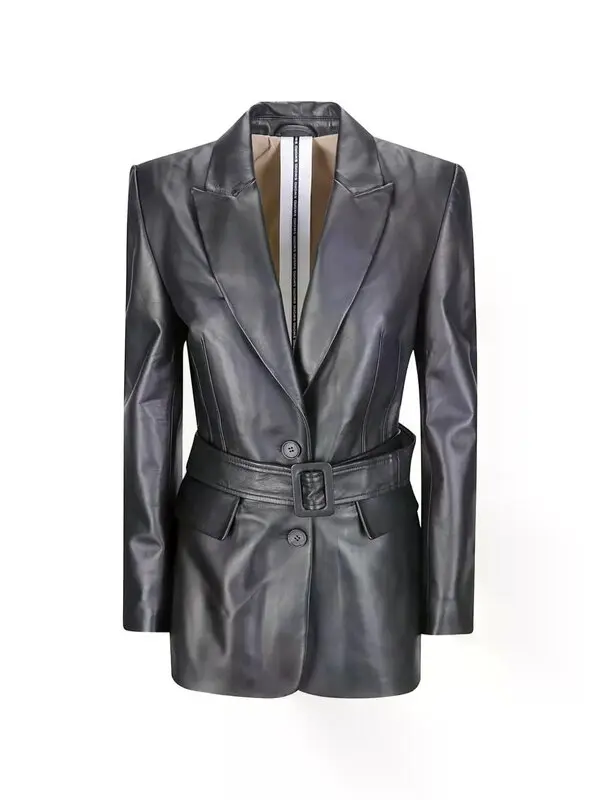 SWORD 6644 Belted Leather Jacket