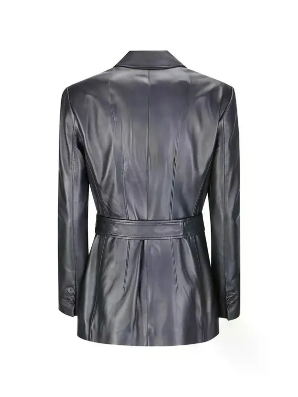 SWORD 6644 Belted Leather Jacket