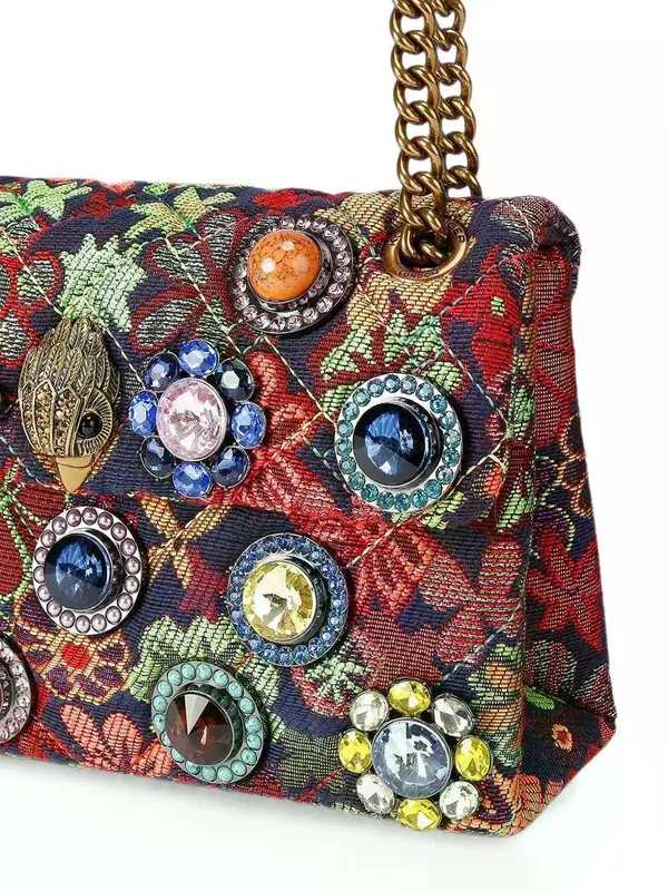 Kurt Geiger Crystal-embellished Floral-tapestry Shoulder Bag