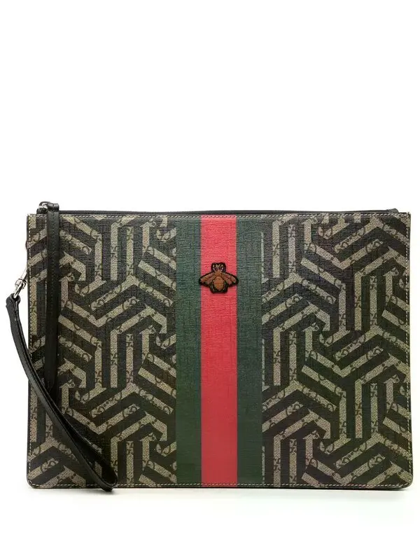 Gucci 2000-2015 Gg Supreme Caleido Web Bee Clutch Bag