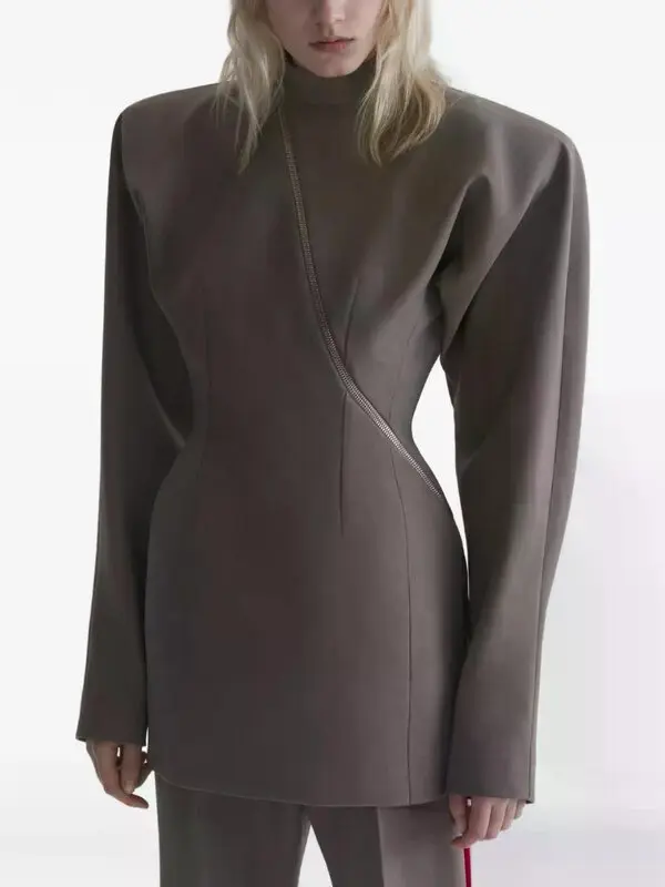 MUGLER Mini Zipped Dress - Neutrals
