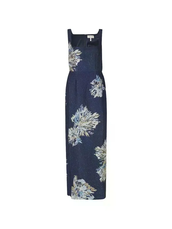 Saloni Bora Floral-jacquard Maxi Dress - Blue