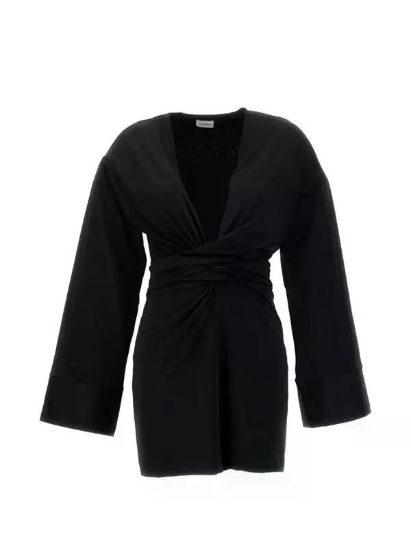 Andamane Hall Fringe-detail V-neck Mini Dress - Black