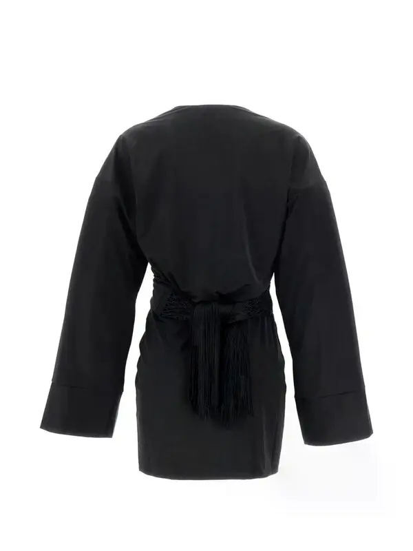 Andamane Hall Fringe-detail V-neck Mini Dress - Black