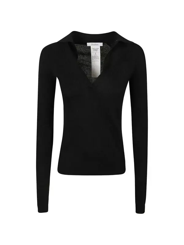 Max Mara Ribbed-knit V-neck Polo Top