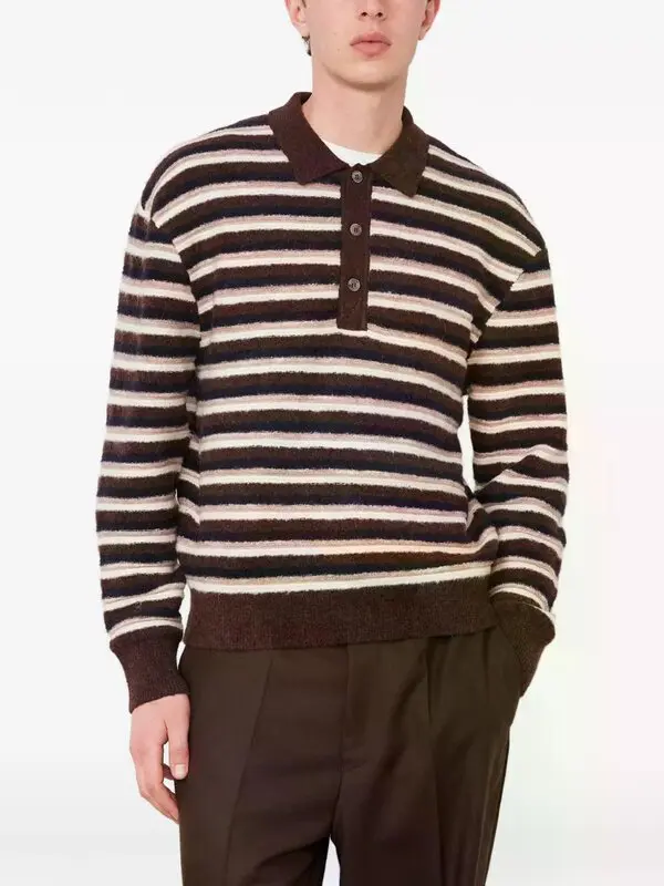 Officine Générale Patchi Striped Polo Sweater