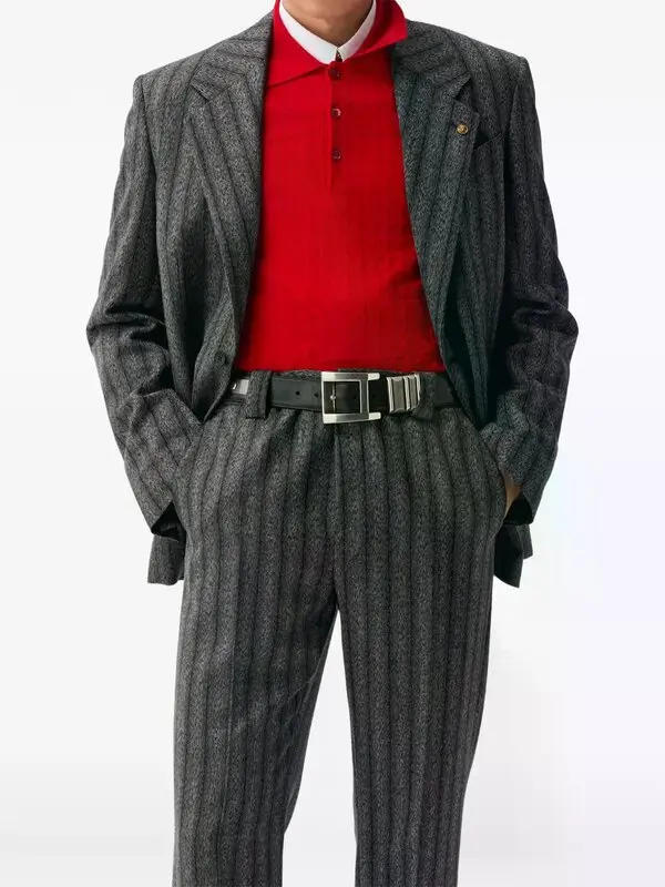 Versace Pinstripe Wool Twill Formal Pants