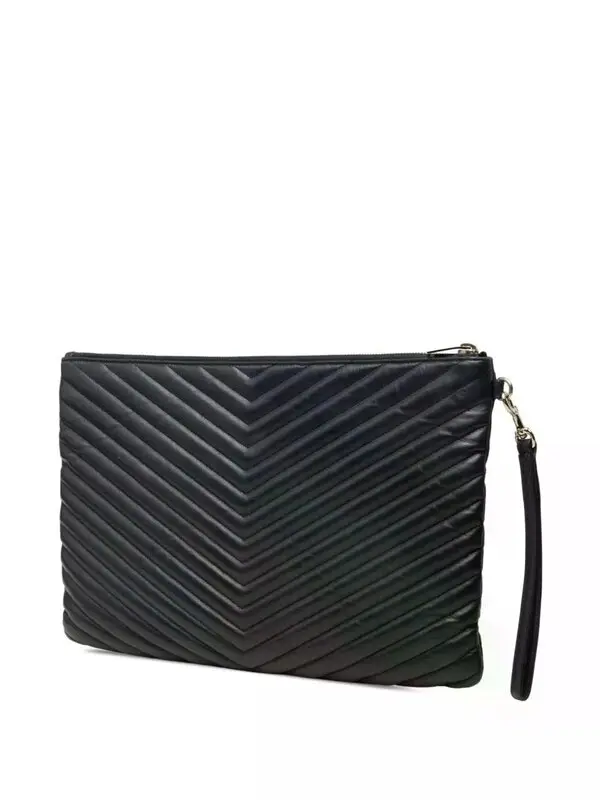 Saint Laurent 2017 Leather Chevron Monogram Document Holder Clutch Bag