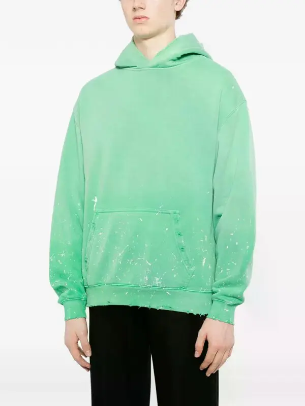 PALE CLOUD Paint-splatter Distressed Hoodie