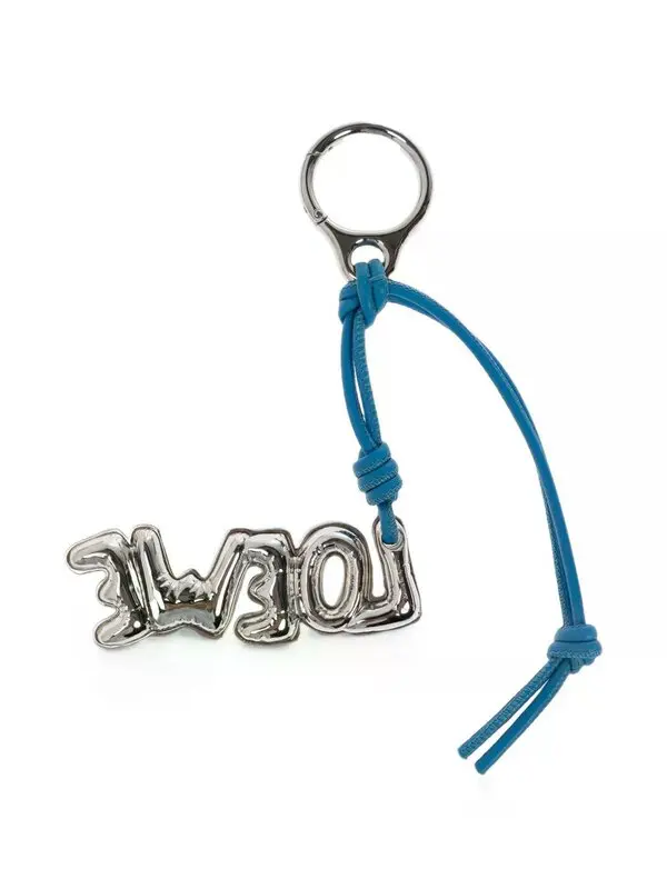 Loewe Blown Logo-pendant Leather Keychain - Silver