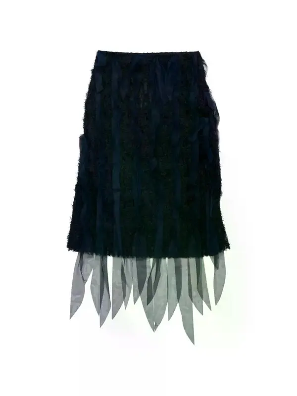 PAULINE DUJANCOURT Fringed Textured-knit Skirt
