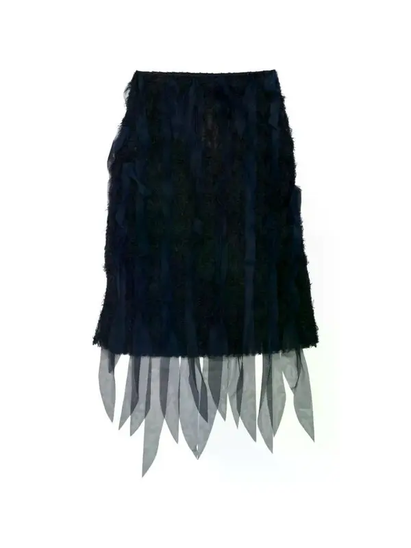 PAULINE DUJANCOURT Fringed Textured-knit Skirt