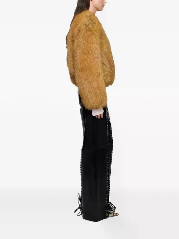 STAND STUDIO Faux-fur Collarless Jacket