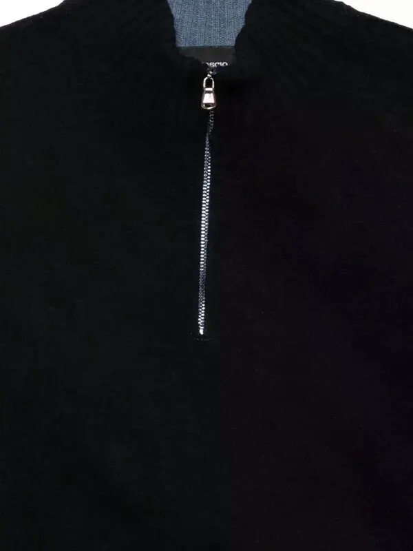 AROVESCIO Half-zip Ribbed-trim Sweater
