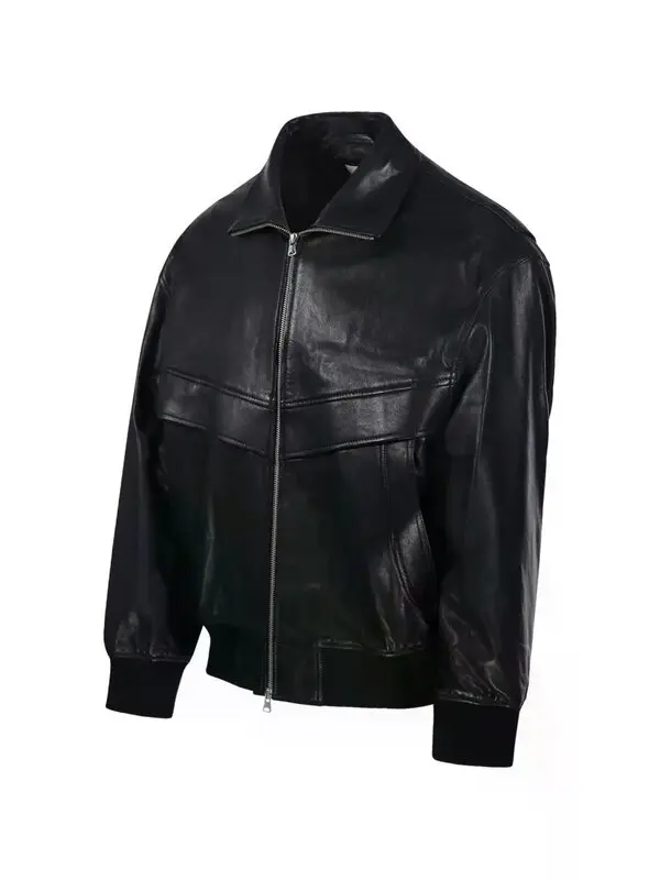 DUNST Zip-up Panelled Leather Jacket