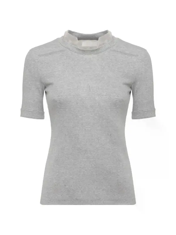 PANICALE Organza-collar Short-sleeved T-shirt