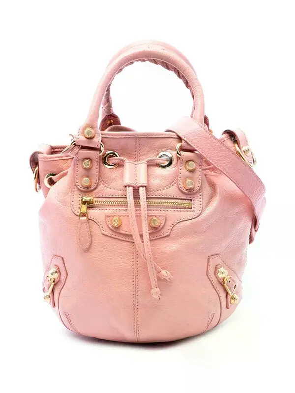 Balenciaga 2013 Mini Lambskin Motocross Giant 12 Pompon Bag Satchel - Pink