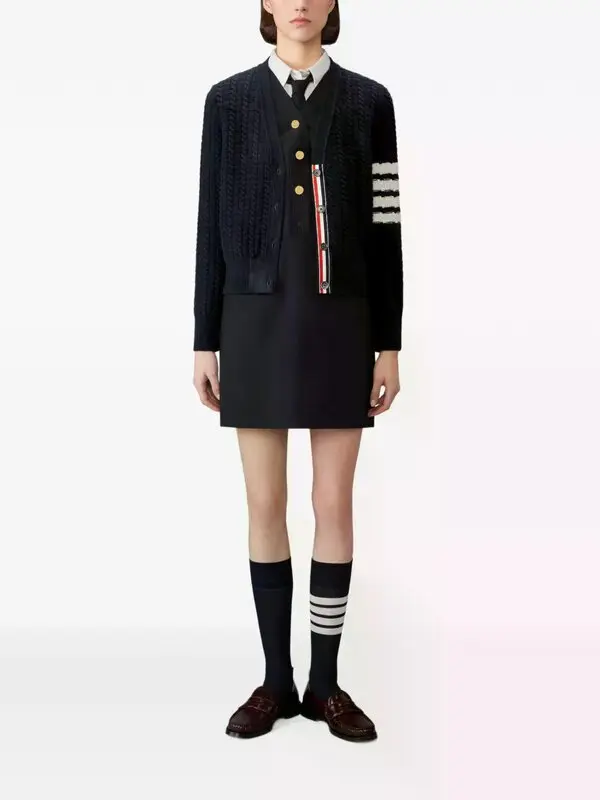 Thom Browne Merino-wool 4-bar Anchor-intarsia Cardigan