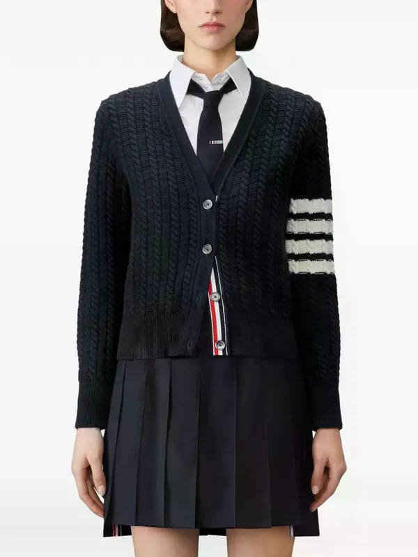 Thom Browne Merino-wool 4-bar Anchor-intarsia Cardigan
