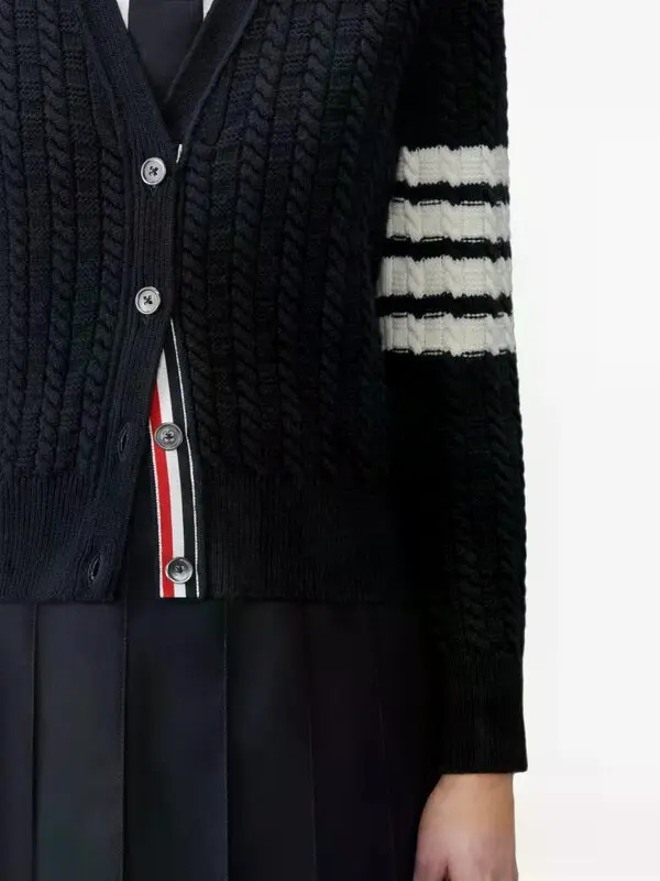Thom Browne Merino-wool 4-bar Anchor-intarsia Cardigan
