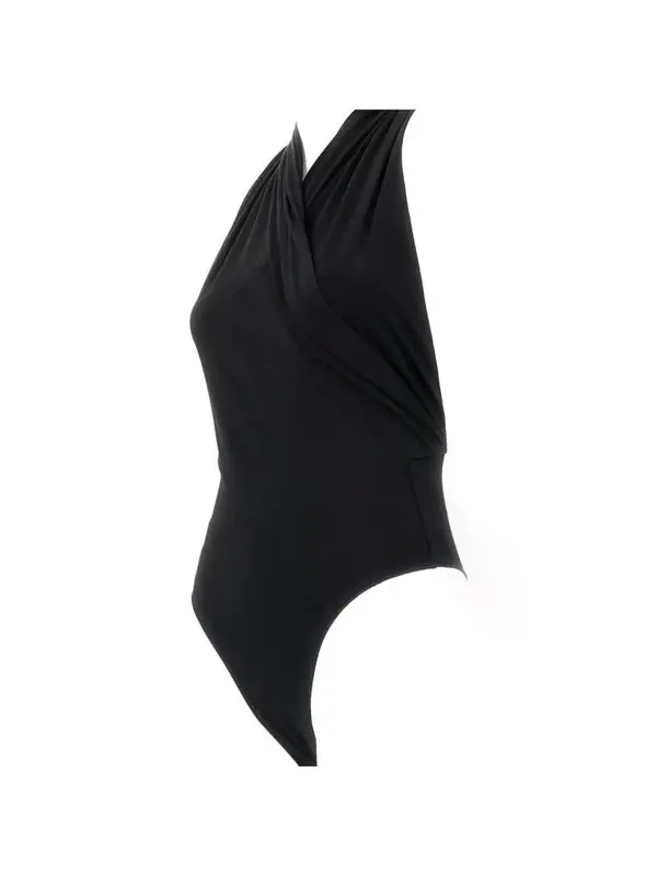 Andamane Vina Draped Halterneck Bodysuit - Black