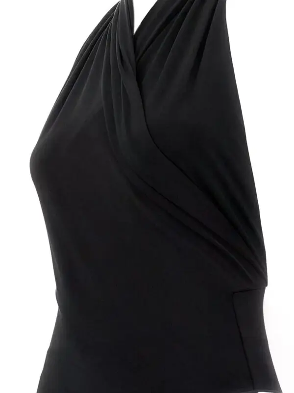 Andamane Vina Draped Halterneck Bodysuit - Black