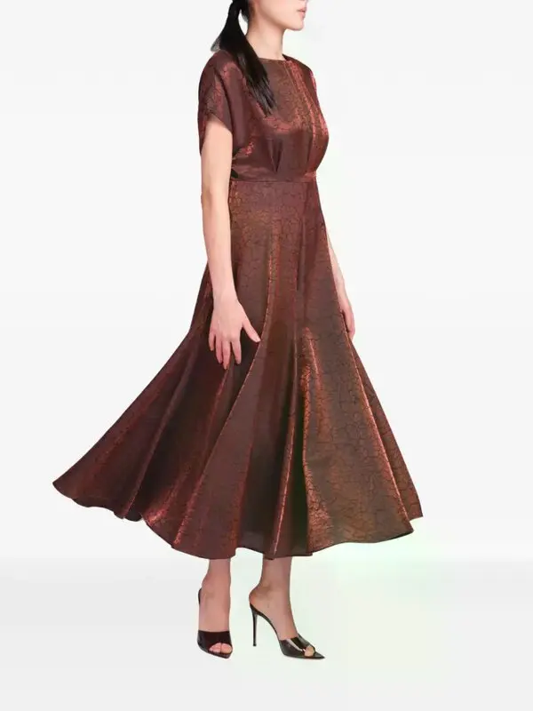 BARUNI Midi Ruba Metallic-effect Flared Dress