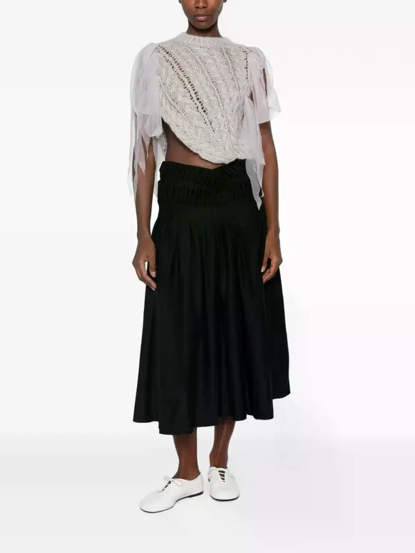 PAULINE DUJANCOURT Smocked Pleated Midi Skirt