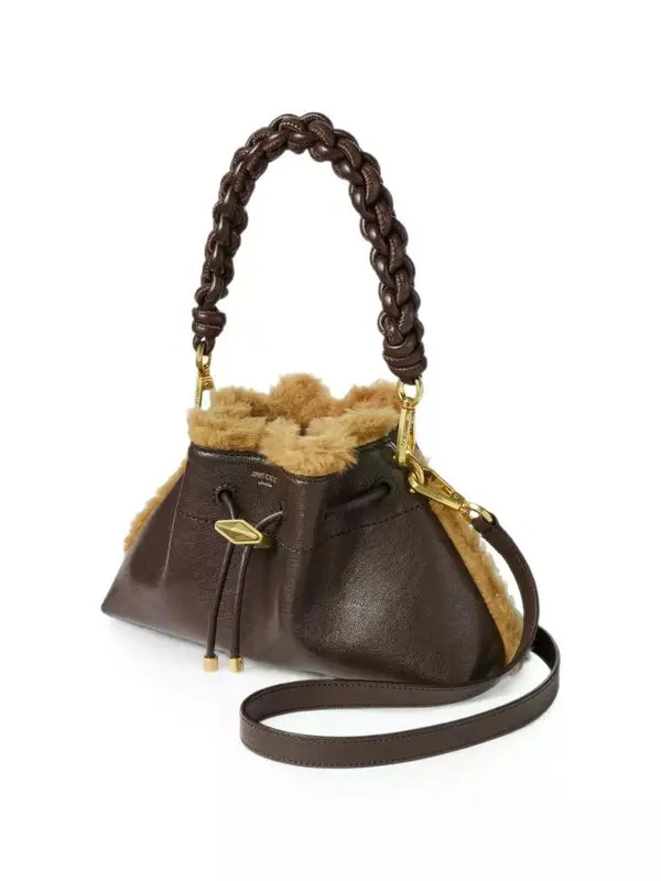 JIMMY CHOO Cinch Shearling-trim Shoulder Bag