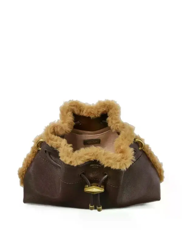 JIMMY CHOO Cinch Shearling-trim Shoulder Bag