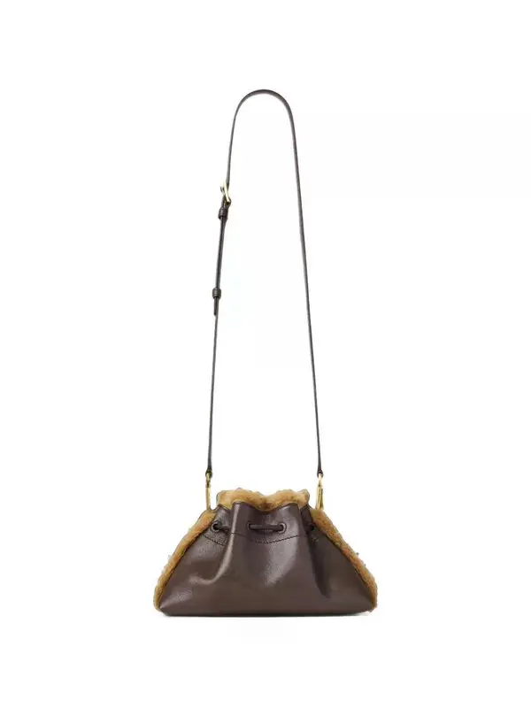 JIMMY CHOO Cinch Shearling-trim Shoulder Bag