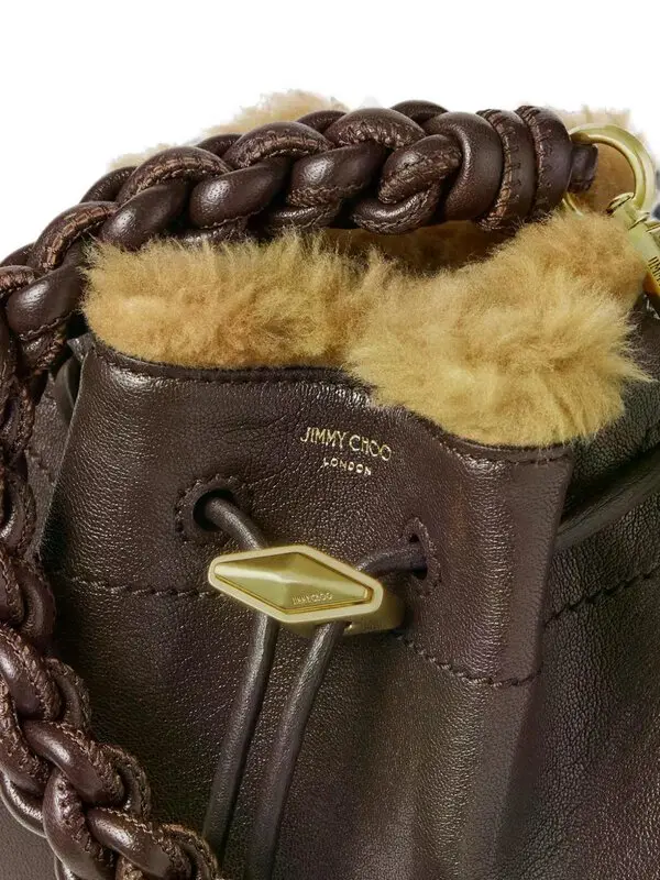 JIMMY CHOO Cinch Shearling-trim Shoulder Bag