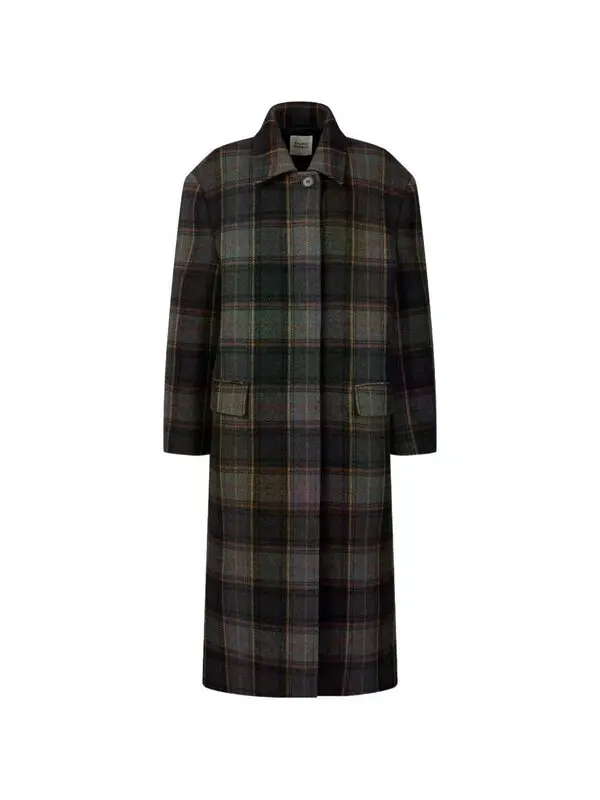 STUDIO TOMBOY Check-pattern Long Coat - Grey