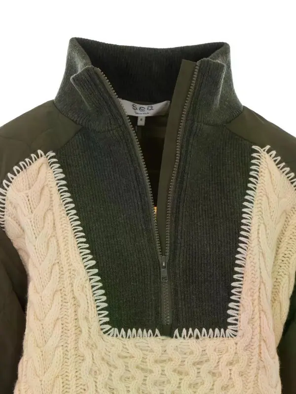 Sea Quilted Cable-knit Sweater - Green