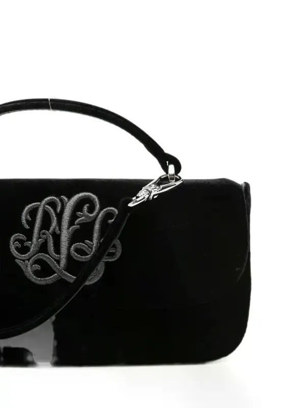 Ralph Lauren Logo-embroidered Velvet Shoulder Bag