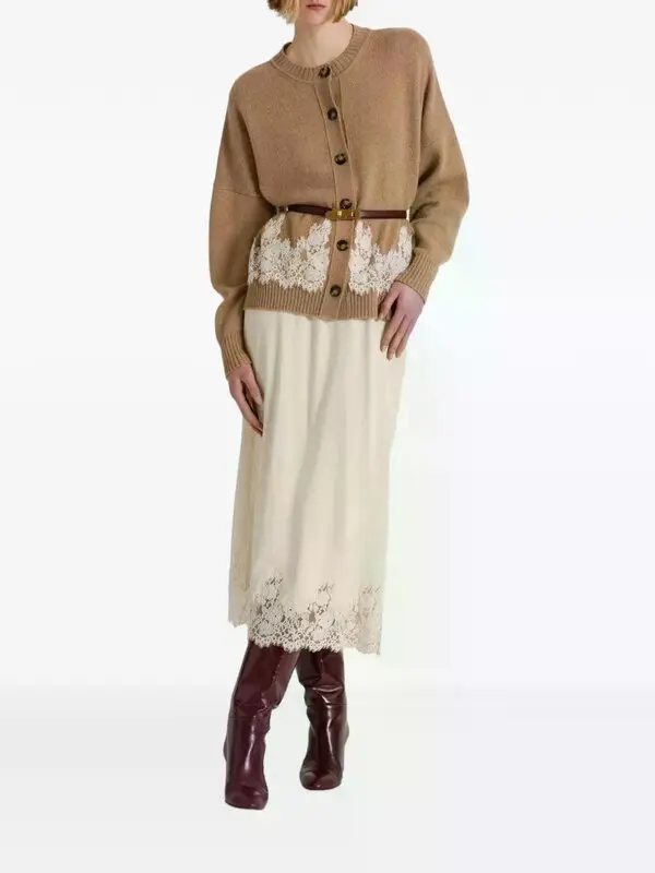 Alberta Ferretti Lace-trim Button-up Cardigan