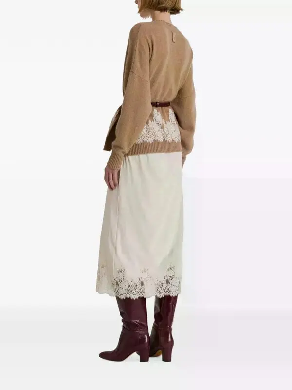 Alberta Ferretti Lace-trim Button-up Cardigan