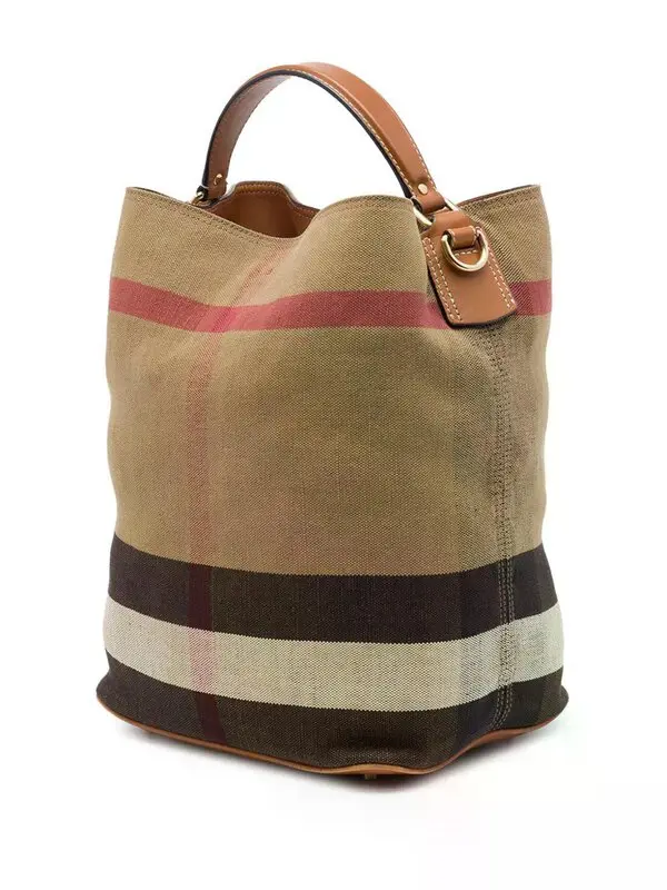 Burberry 2014-2017 Medium Mega Check Canvas Ashby Bucket Bag Satchel