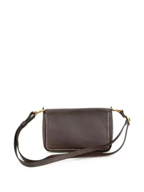 VISONA` Grained Leather Whipstitch Shoulder Bag
