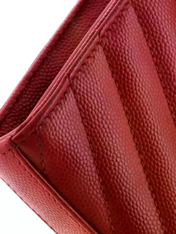 Saint Laurent Classic Monogram Wallet On Chain Matelasse Chevron Leather Medium Crossbody Bag - Red