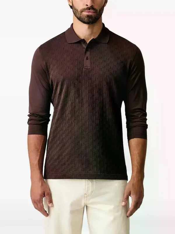 Karl Lagerfeld Monogram Long-sleeves Polo Shirt