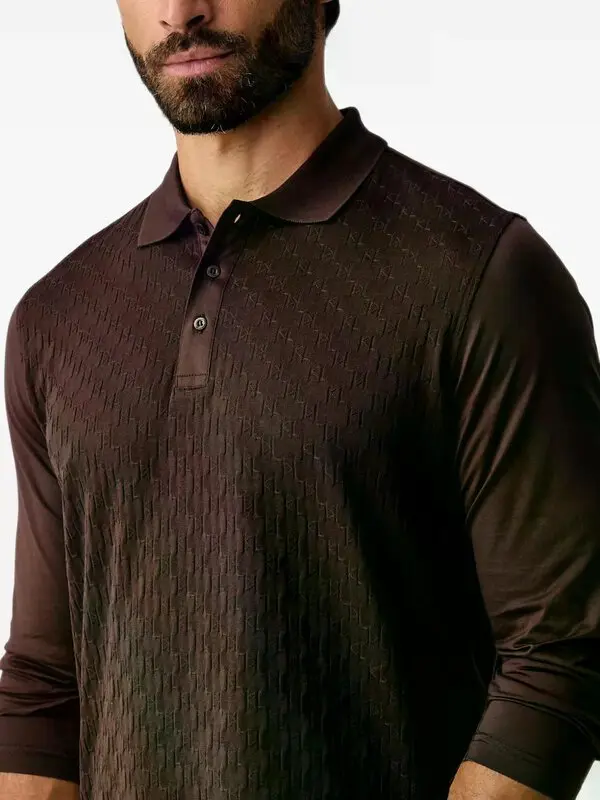 Karl Lagerfeld Monogram Long-sleeves Polo Shirt