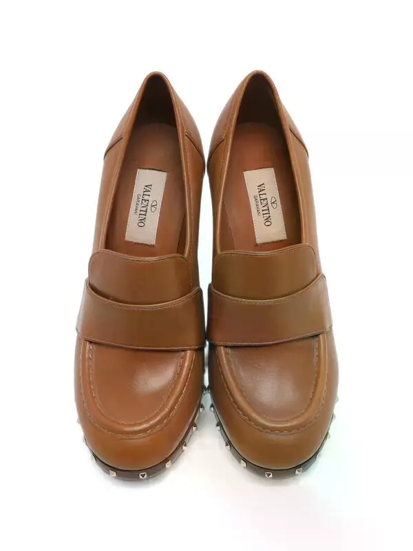 Valentino Garavani Embellished Leather Loafer Pumps