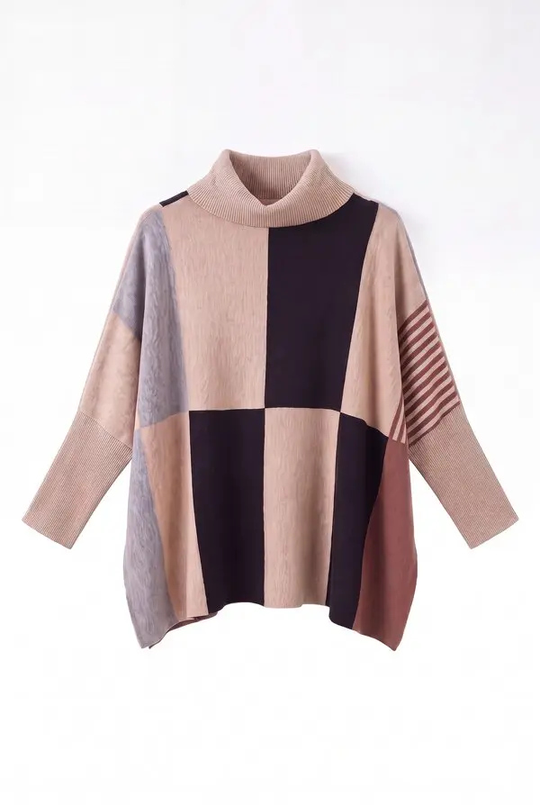 JAMES LAKELAND Neutrals Block Poncho