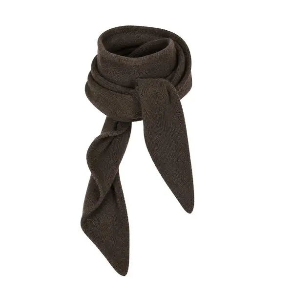 TIRILLM Ayla Small Neck Scarf In Soft Pure Cashmere, Mull Melange - Brown