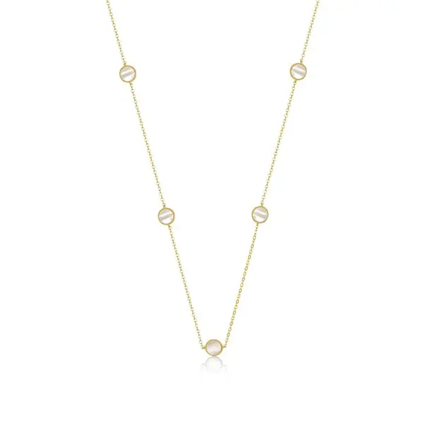 GENEVIVE Gold / White Rachel Glauber Gold Plated With Cubic Zirconia Halo Mariner Link Station Chain Necklace - Gold/white