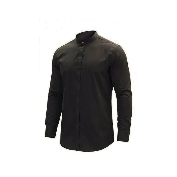 RON TOMSON Pure Cotton Band Collar Dress Shirt