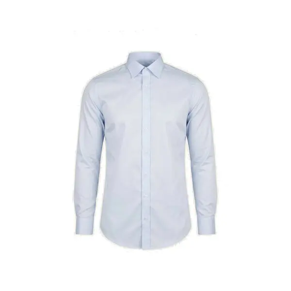 RON TOMSON Pure Cotton Classic Collar Sateen Dress Shirt Light - Blue