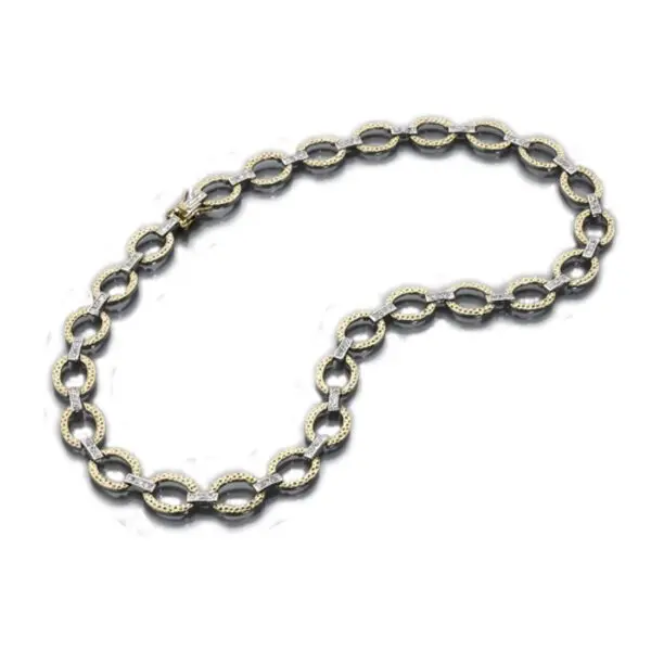 GENEVIVE White / Black / Silver Dark Sterling Silver Chain Necklace - White/black/silver
